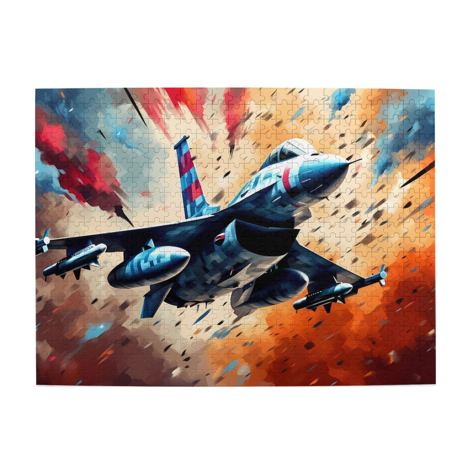 1000 Piece Vibrant Fighter Jet Jigsaw Puzzle For Adults – Dynamic ...