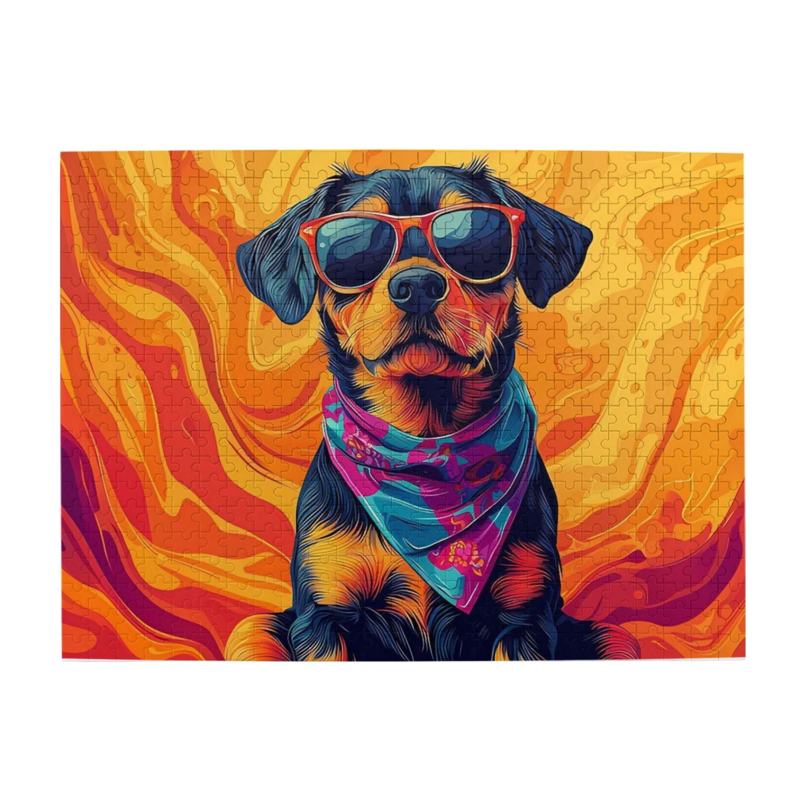1000 Piece Vibrant Pop Art Dog With Sunglasses Jigsaw Puzzle For Adults ...