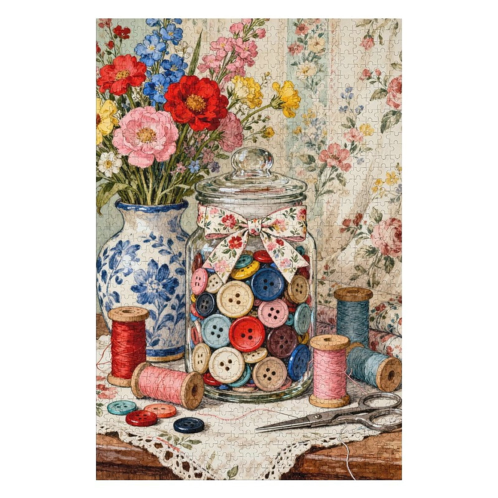 1000 Piece Vintage Flower Jigsaw Puzzle for Adults - Colorful Floral ...