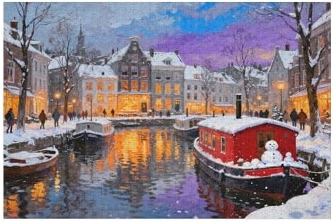 1000 Piece Winter Amsterdam Colorful Travel Landscape Puzzle for Adults ...