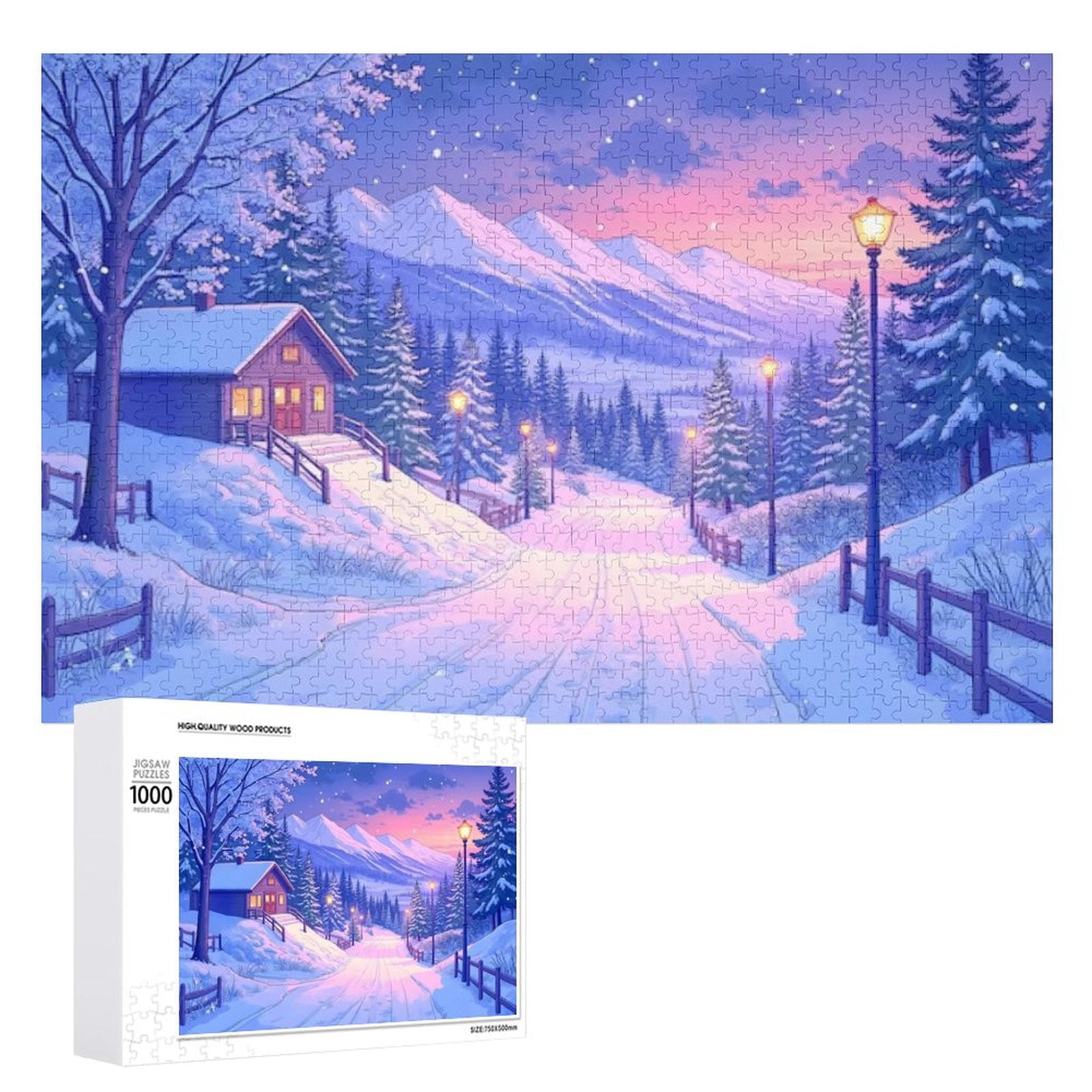 1000-Piece Winter Scene Wooden Puzzle - Relaxing & Fun Activity ...