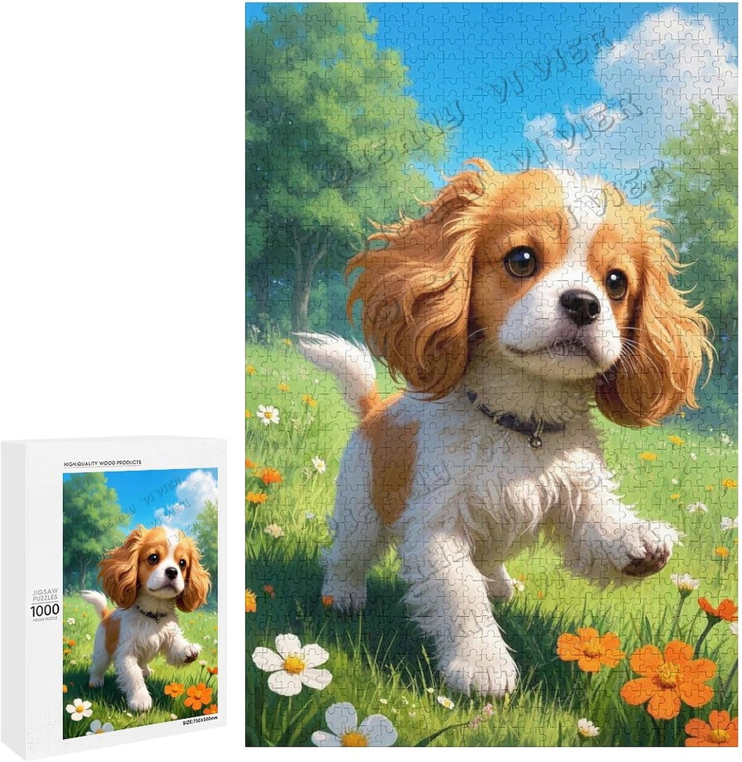1000 Piece Wooden Cavalier King Charles Spaniel Dog Jigsaw Puzzle, Fun ...