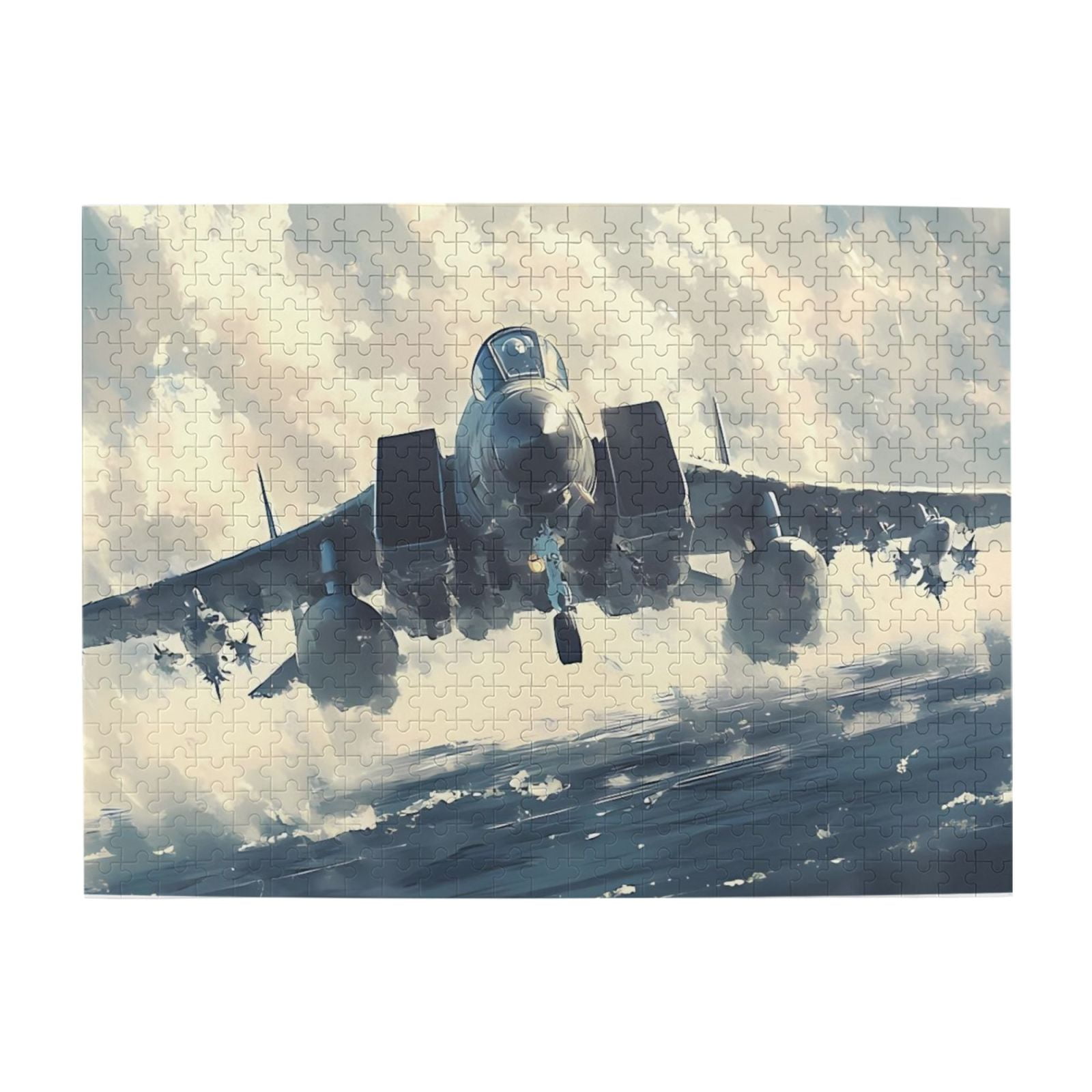 1000 Piece Wooden Fighter Jet Over Ocean Jigsaw Puzzle For Adults ...