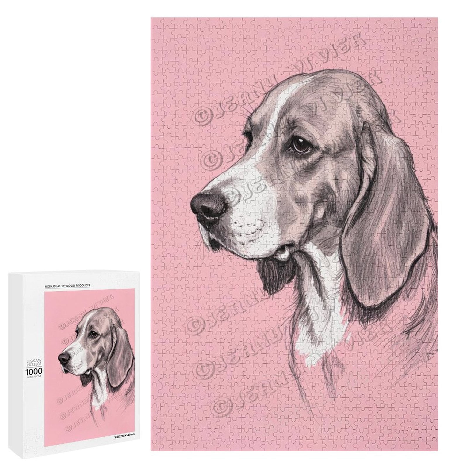 1000 Piece Wooden Jigsaw Puzzle for Adults – Beautiful Beagle Dog ...