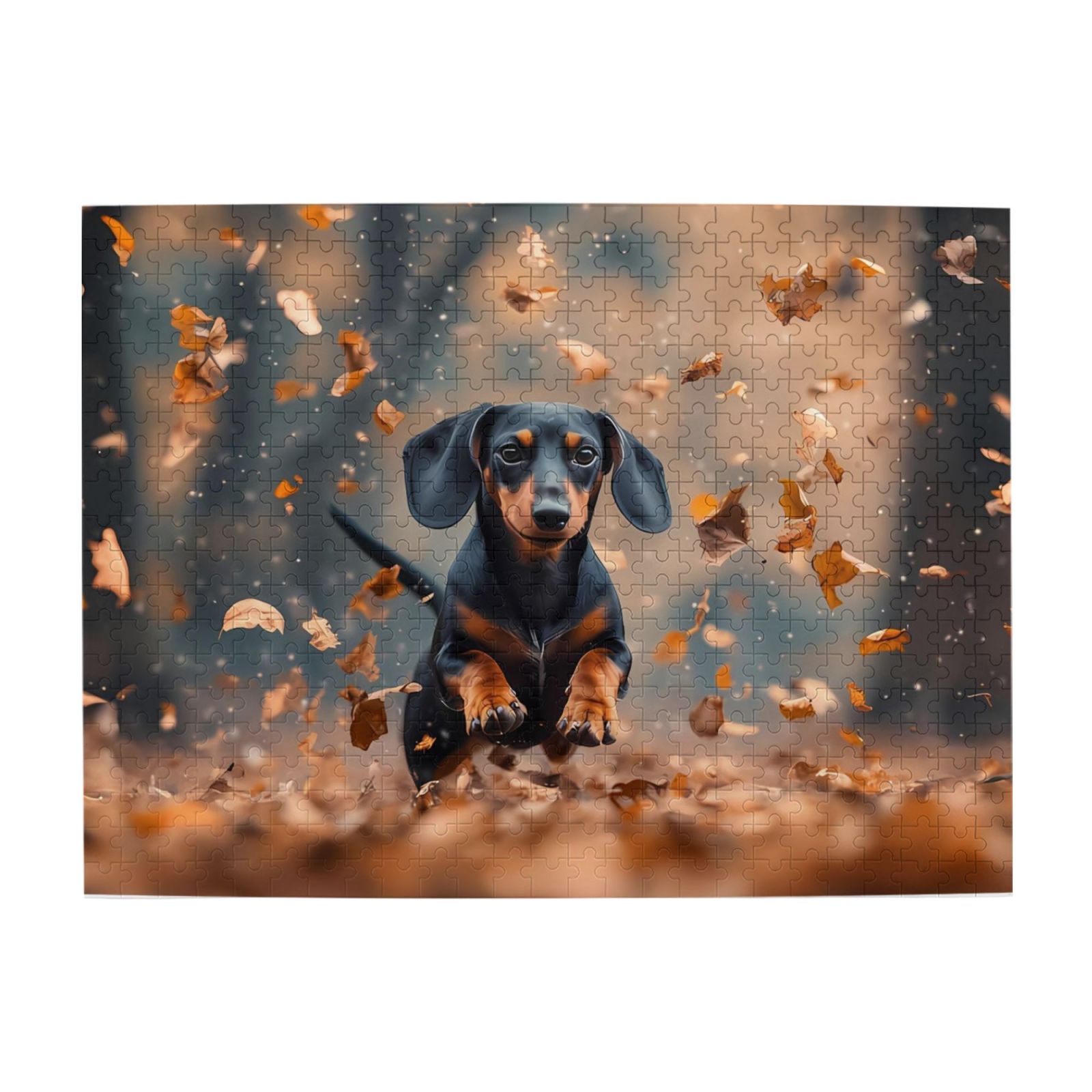 1000-Piece Wooden Jigsaw Puzzle for Adults - Dachshund Autumn Leaves ...