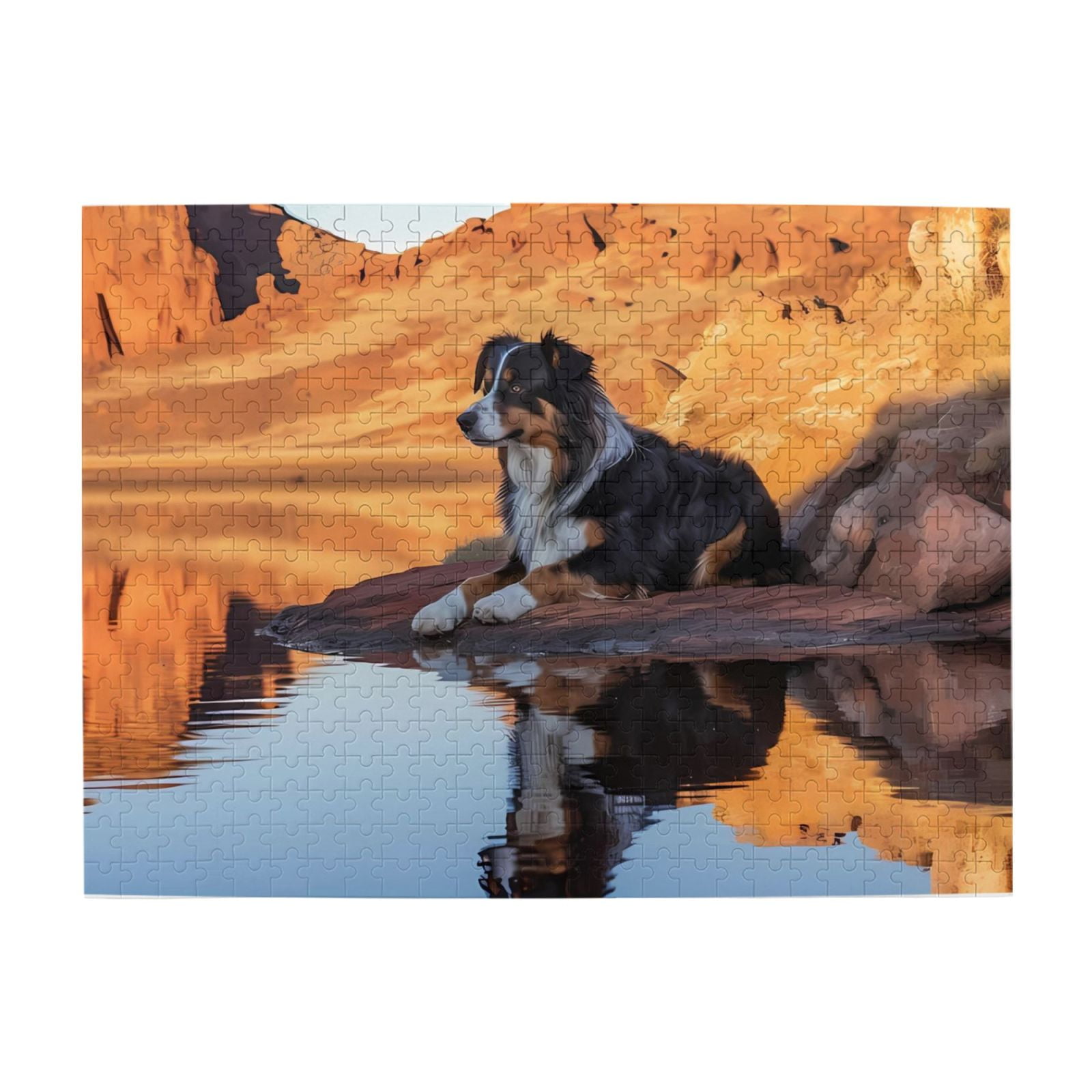 1000-Piece Wooden Jigsaw Puzzle for Adults - Dog Riverside Rock Horizon ...