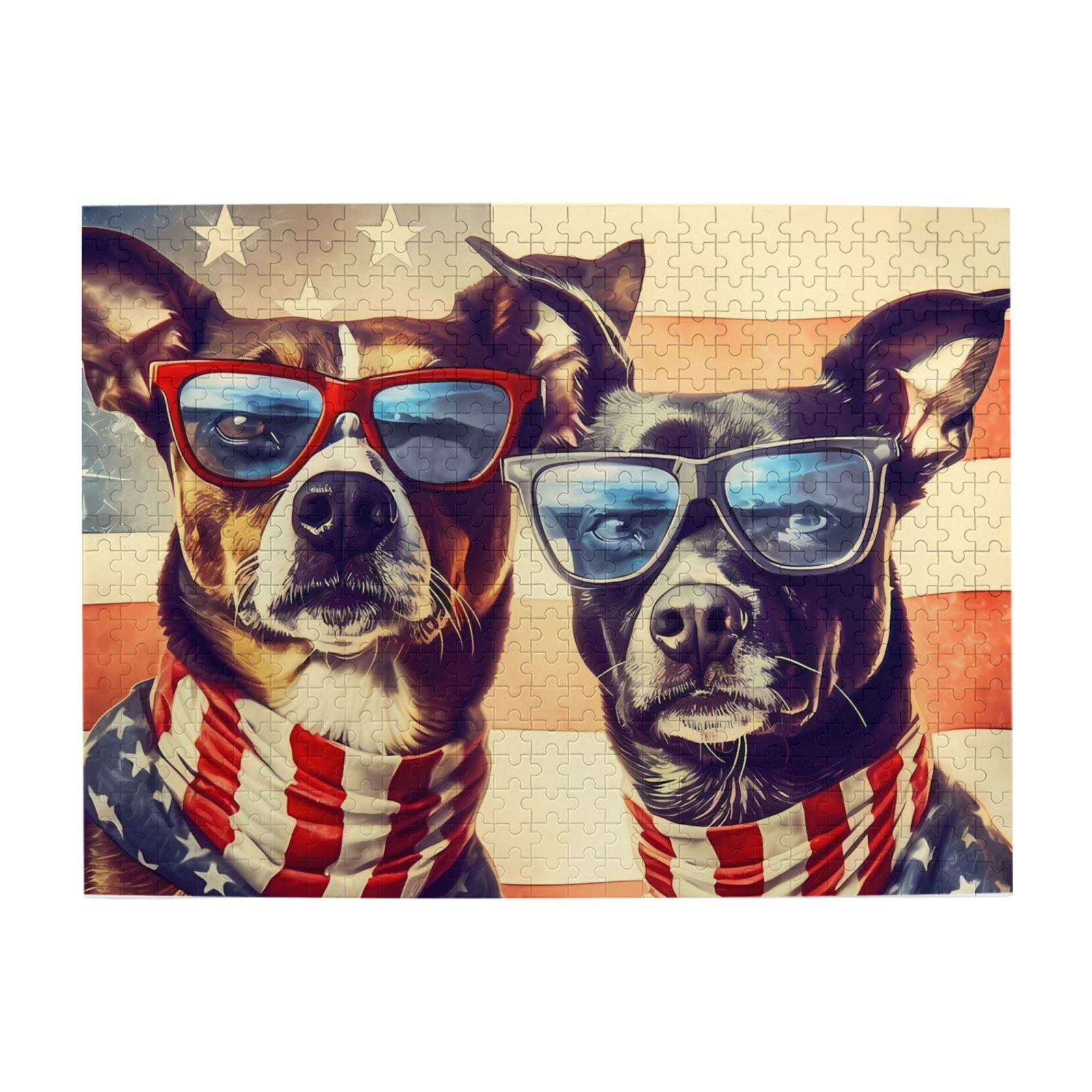 1000-Piece Wooden Jigsaw Puzzle for Adults - Dogs Sunglasses American ...