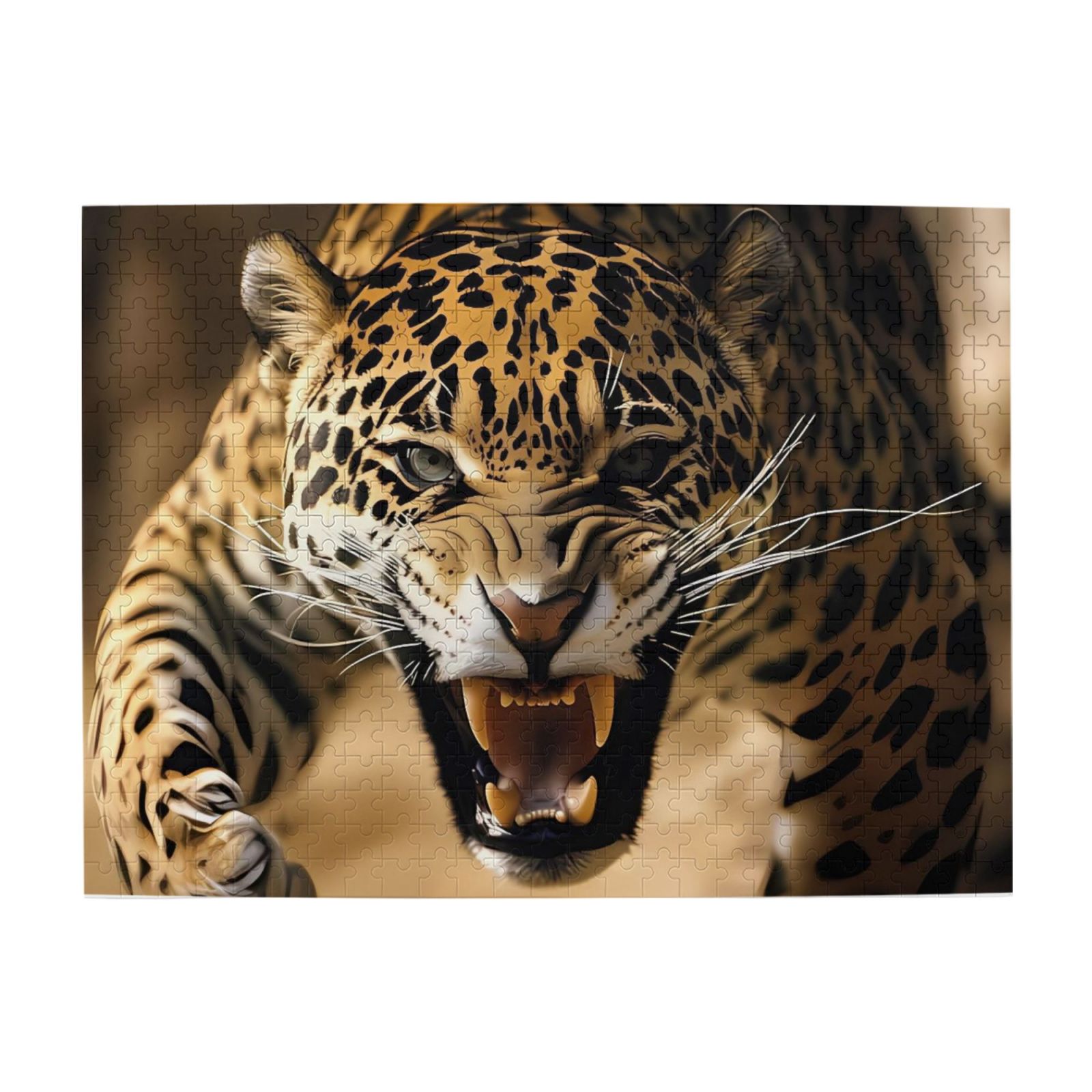 1000-Piece Wooden Jigsaw Puzzle for Adults - Roaring Jaguarss Feline ...