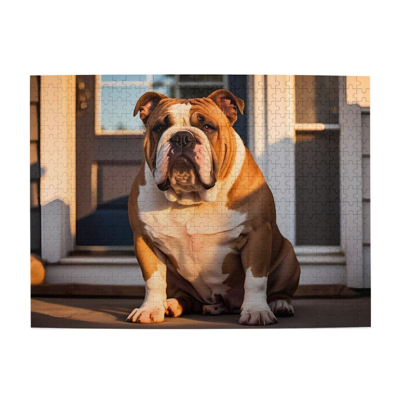 1000-Piece Wooden Jigsaw Puzzle for Adults - Sitting Bulldog Front Door , Fun & Relaxing ...