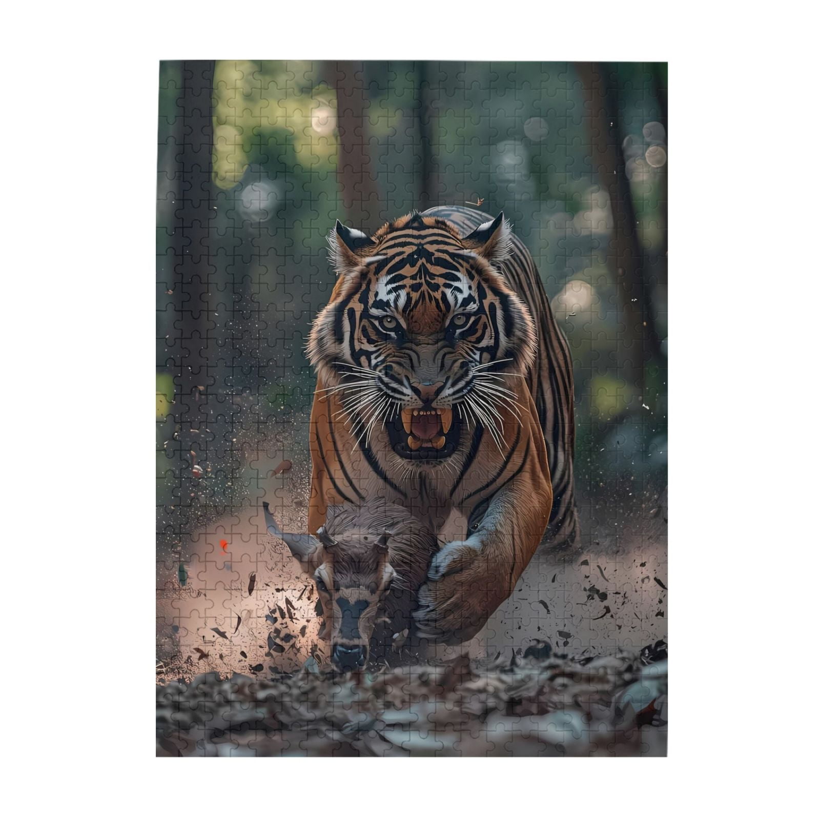 1000-Piece Wooden Jigsaw Puzzle for Adults - Tiger Predator Hunt Prey ...