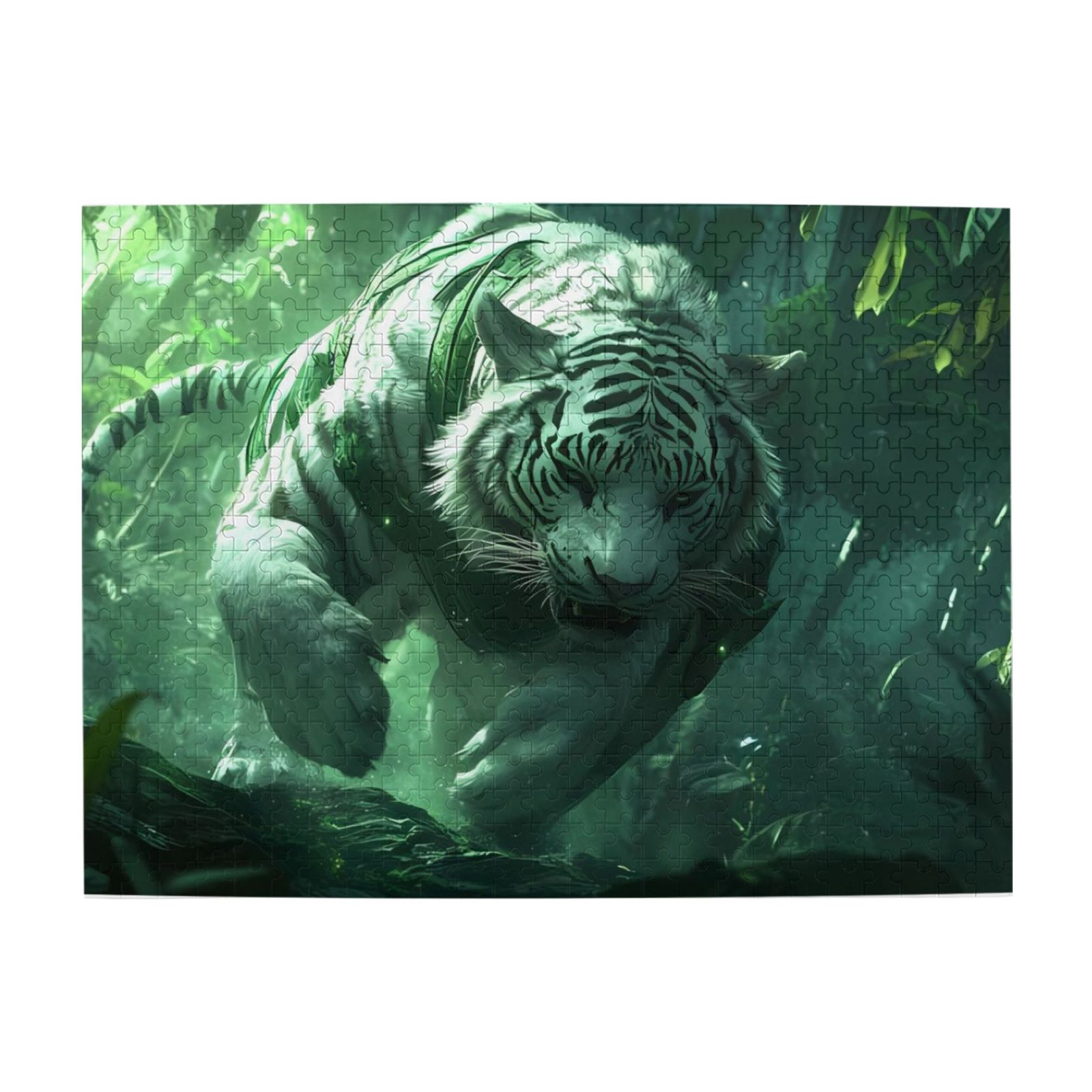 1000-Piece Wooden Jigsaw Puzzle for Adults - White Tiger Jungle Ambush ...