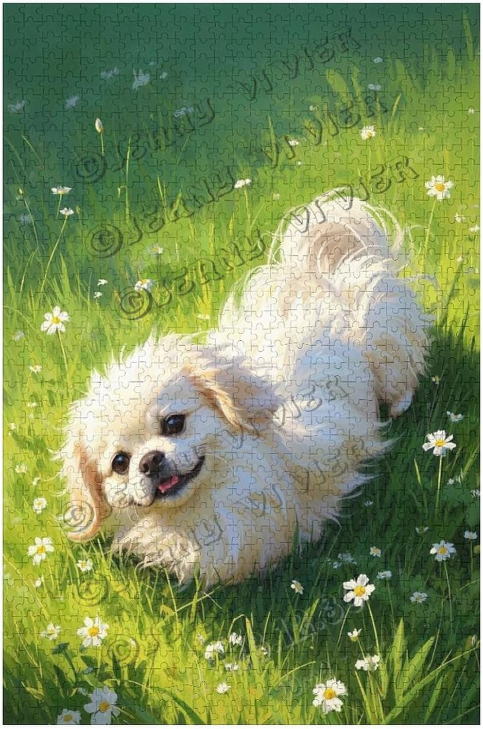 1000 Piece Wooden Jigsaw Puzzle – Pekingese Dog on The Grass – Fun ...