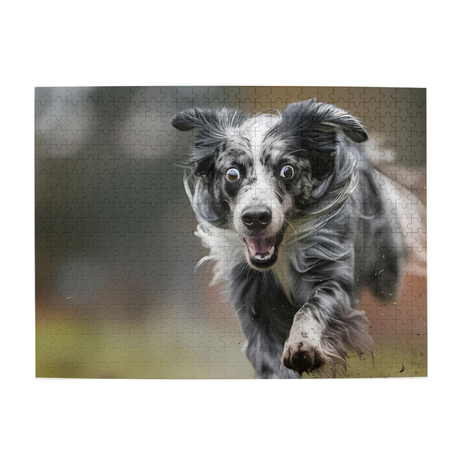 1000-Piece Wooden Jigsaw Puzzle for Adults - Border Collie Run Fearless ...