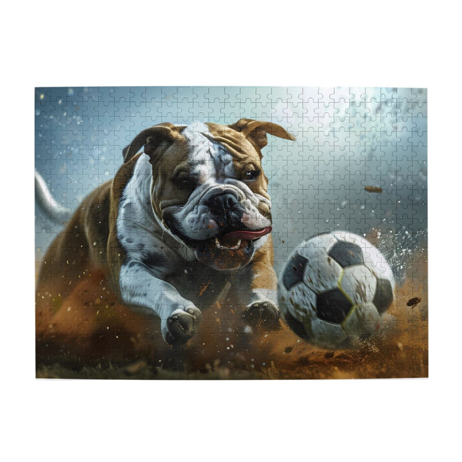 1000-Piece Wooden Jigsaw Puzzle for Adults - Bulldog Soccer Action ...