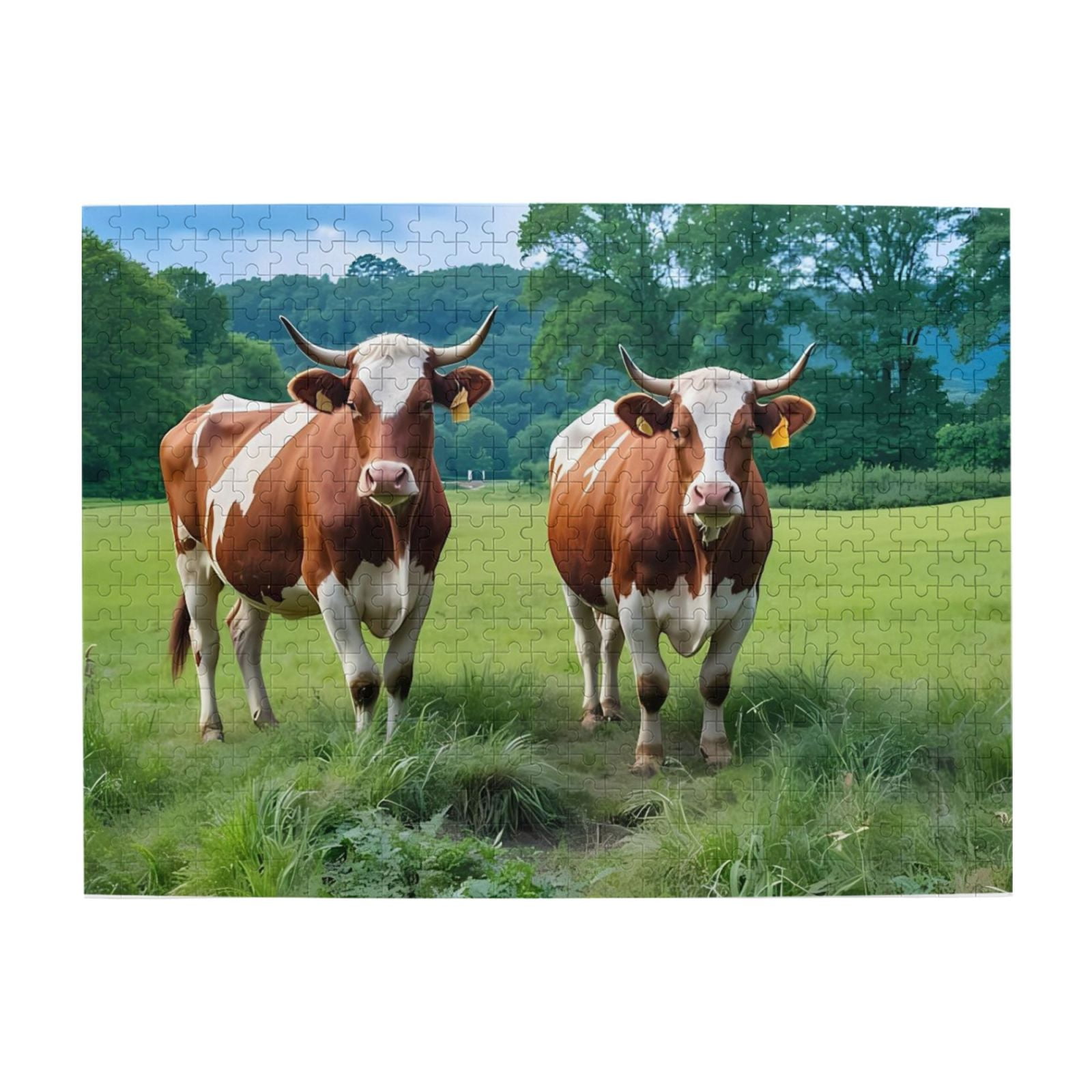 1000-Piece Wooden Jigsaw Puzzle for Adults - Cattle Grazing Meadow ...
