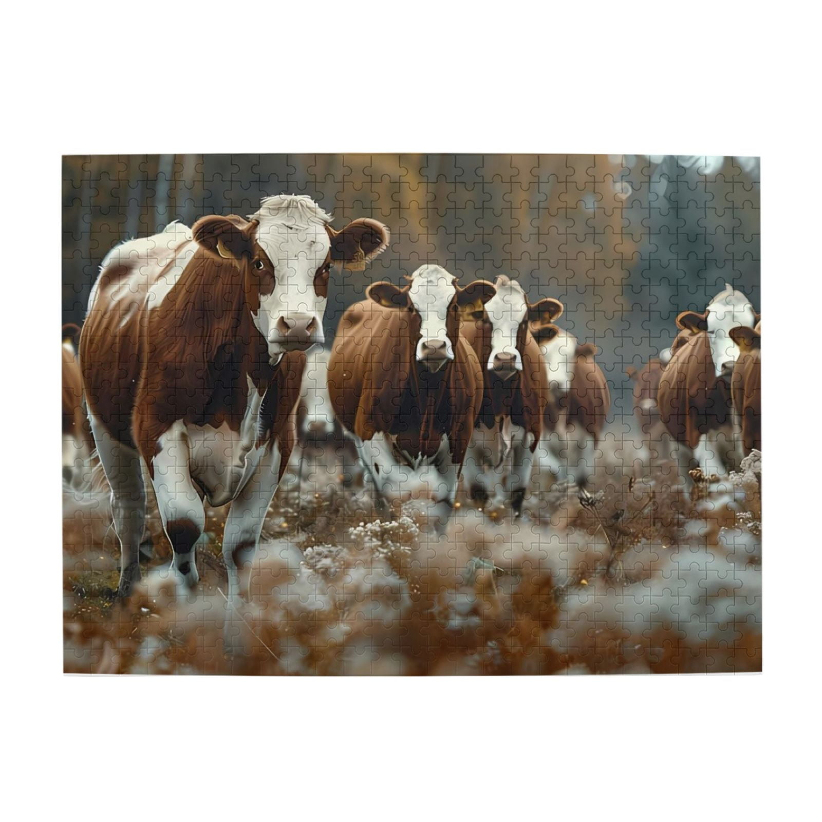 1000-Piece Wooden Jigsaw Puzzle for Adults - Cattle Herd Grazing Meadow ...