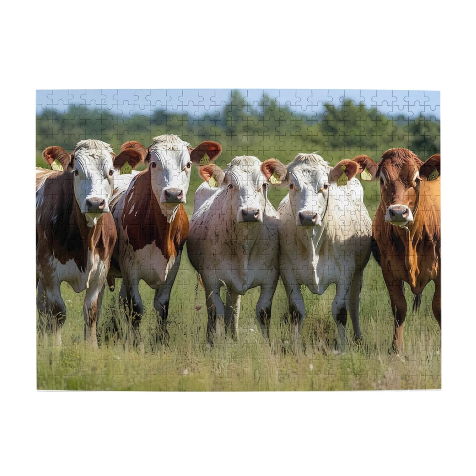 1000-Piece Wooden Jigsaw Puzzle for Adults - Cattle Herd Meadow ...