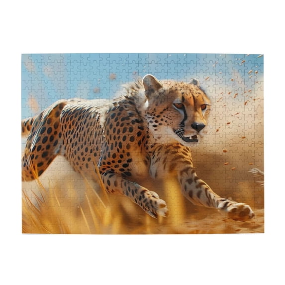 1000-Piece Wooden Jigsaw Puzzle for Adults - Cheetah Running Fast ...