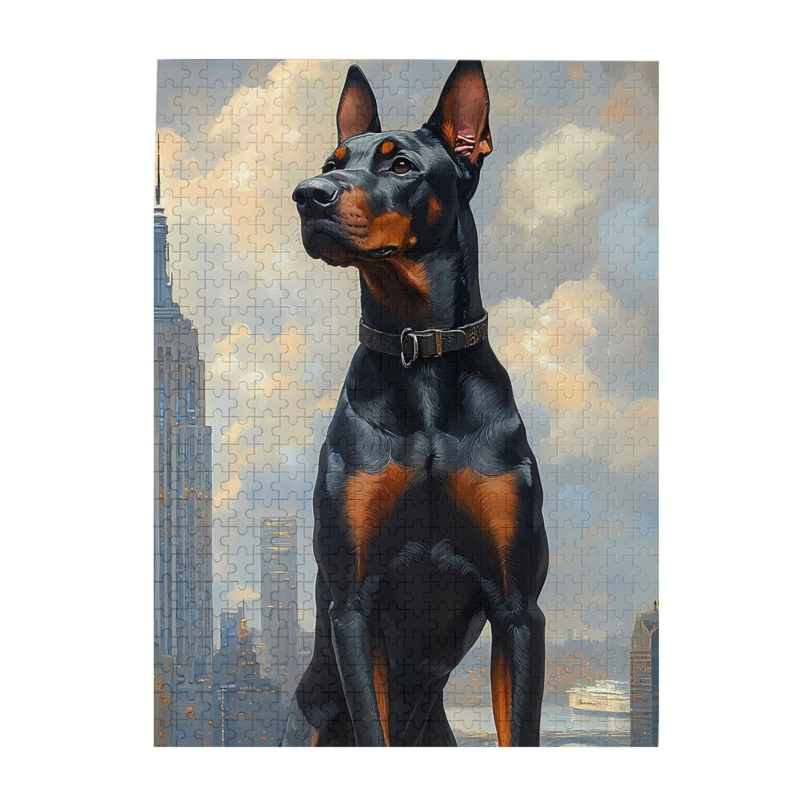 1000-Piece Wooden Jigsaw Puzzle for Adults - Doberman Urban View ...