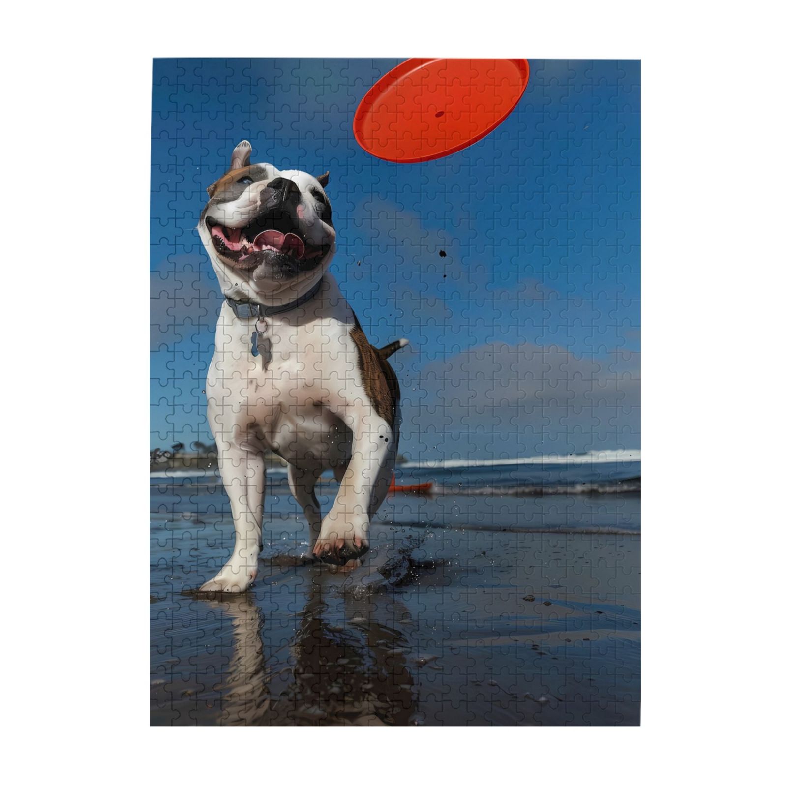 1000-Piece Wooden Jigsaw Puzzle for Adults - Dog Beach Frisbee Ocean ...