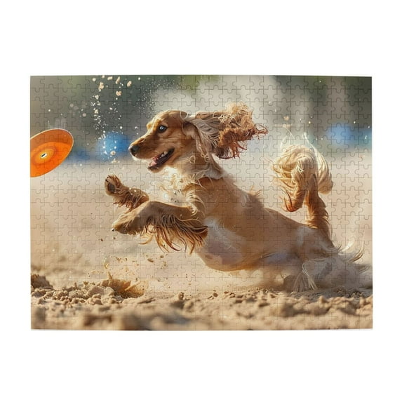1000-Piece Wooden Jigsaw Puzzle for Adults - Dog Beach Frisbeess ...
