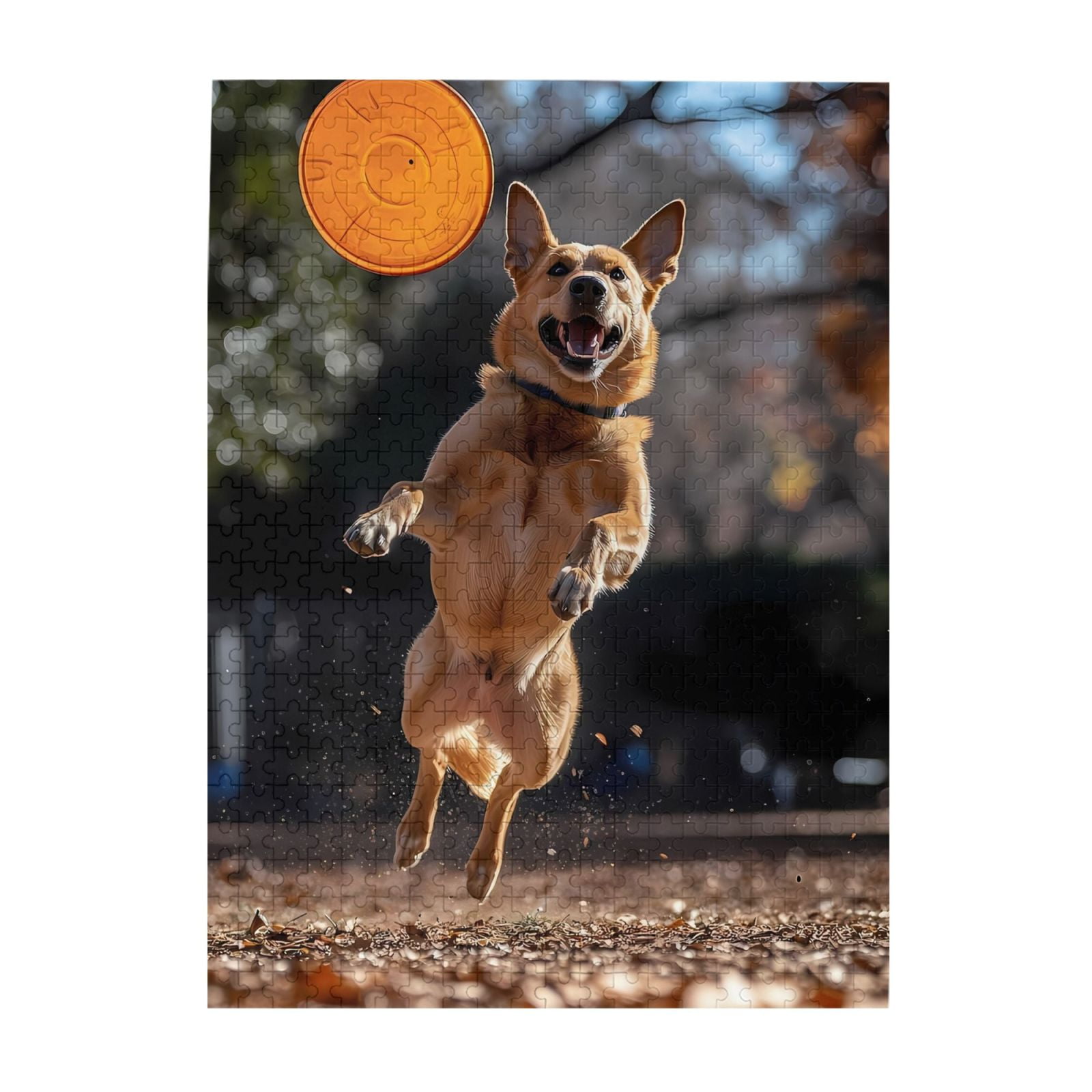 1000-Piece Wooden Jigsaw Puzzle for Adults - Dog Catching Disc In ...
