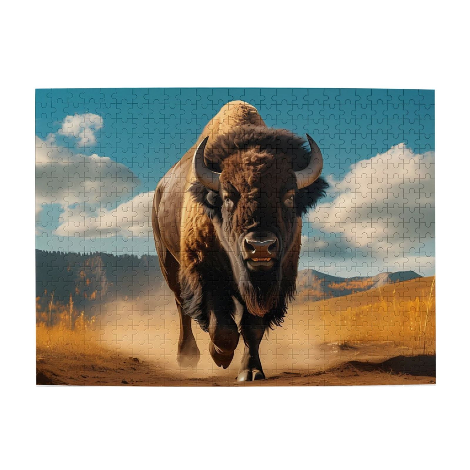 1000-Piece Wooden Jigsaw Puzzle for Adults & Families - Bison Running ...
