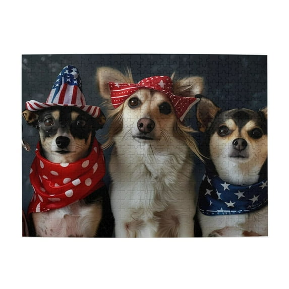 1000-Piece Wooden Jigsaw Puzzle for Adults & Families - Patriotic Dogs ...