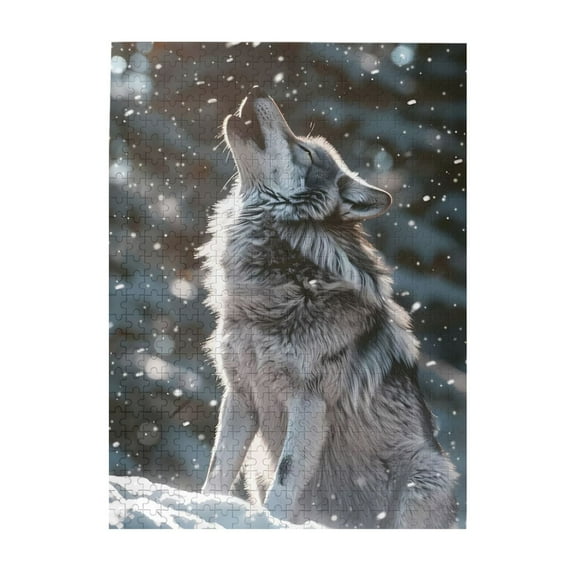 1000-Piece Wooden Jigsaw Puzzle for Adults & Families - Wolf Howl Snow ...