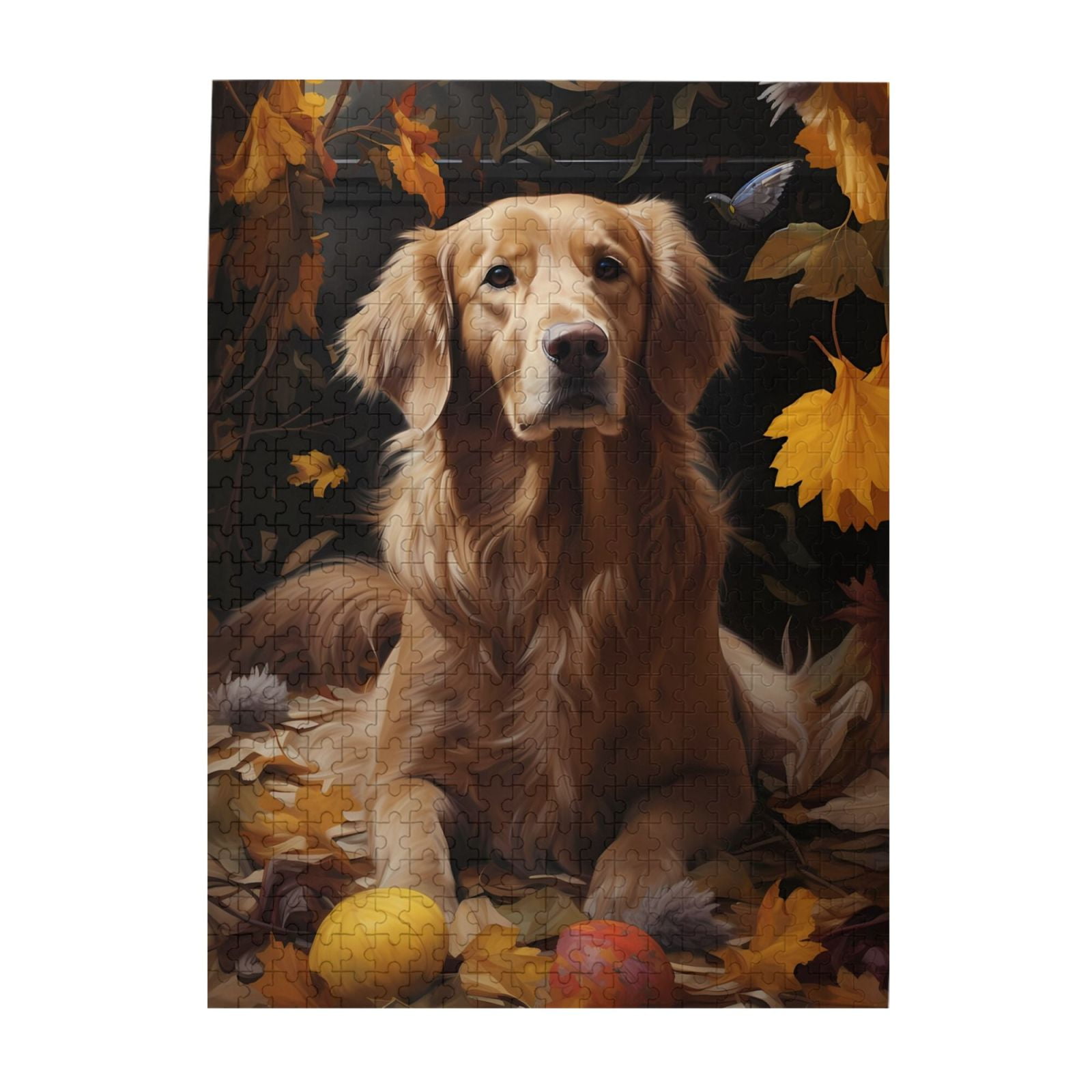 1000-Piece Wooden Jigsaw Puzzle for Adults - Golden Retriever Autumn ...