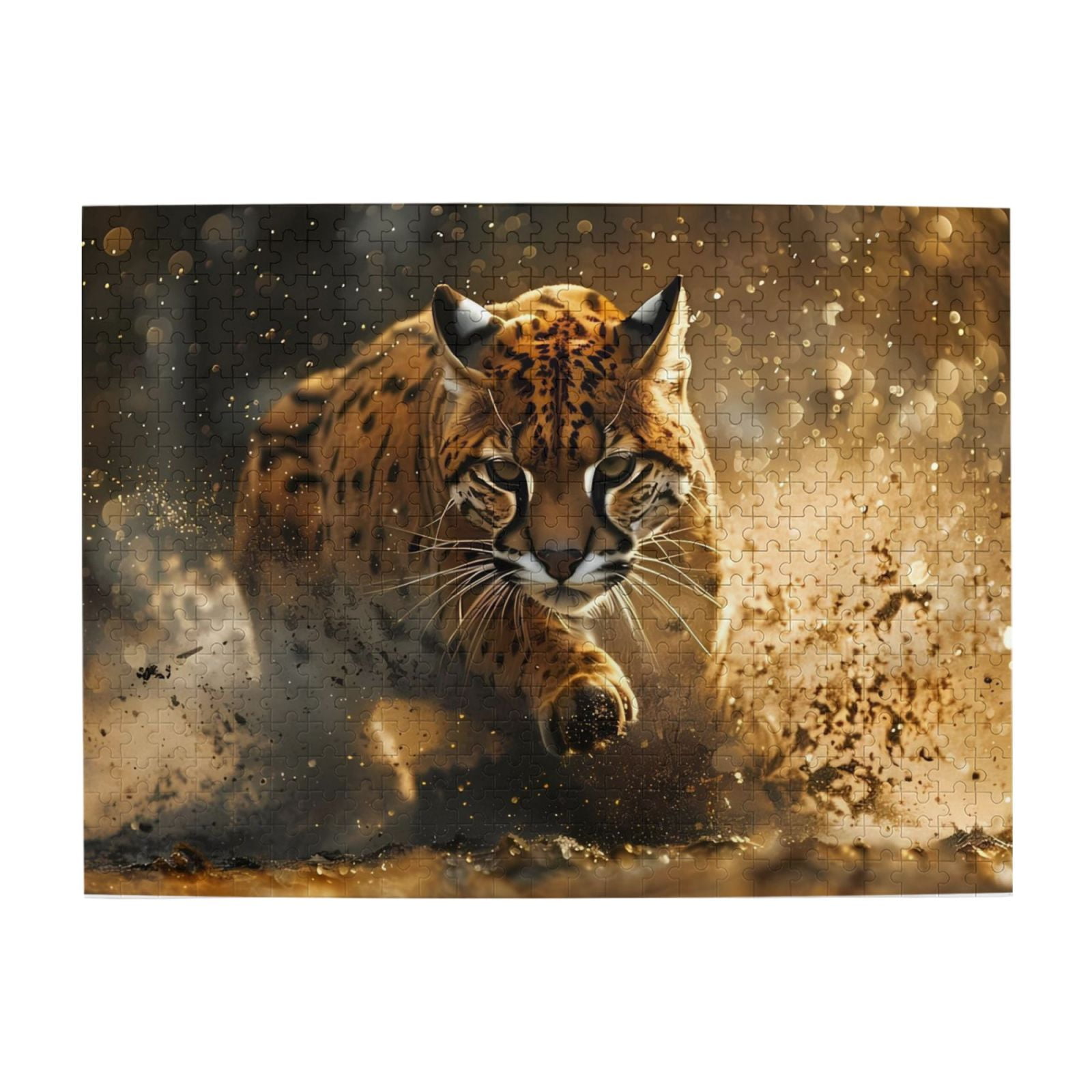1000-Piece Wooden Jigsaw Puzzle for Adults - Leopard Ambush Golden Dust ...