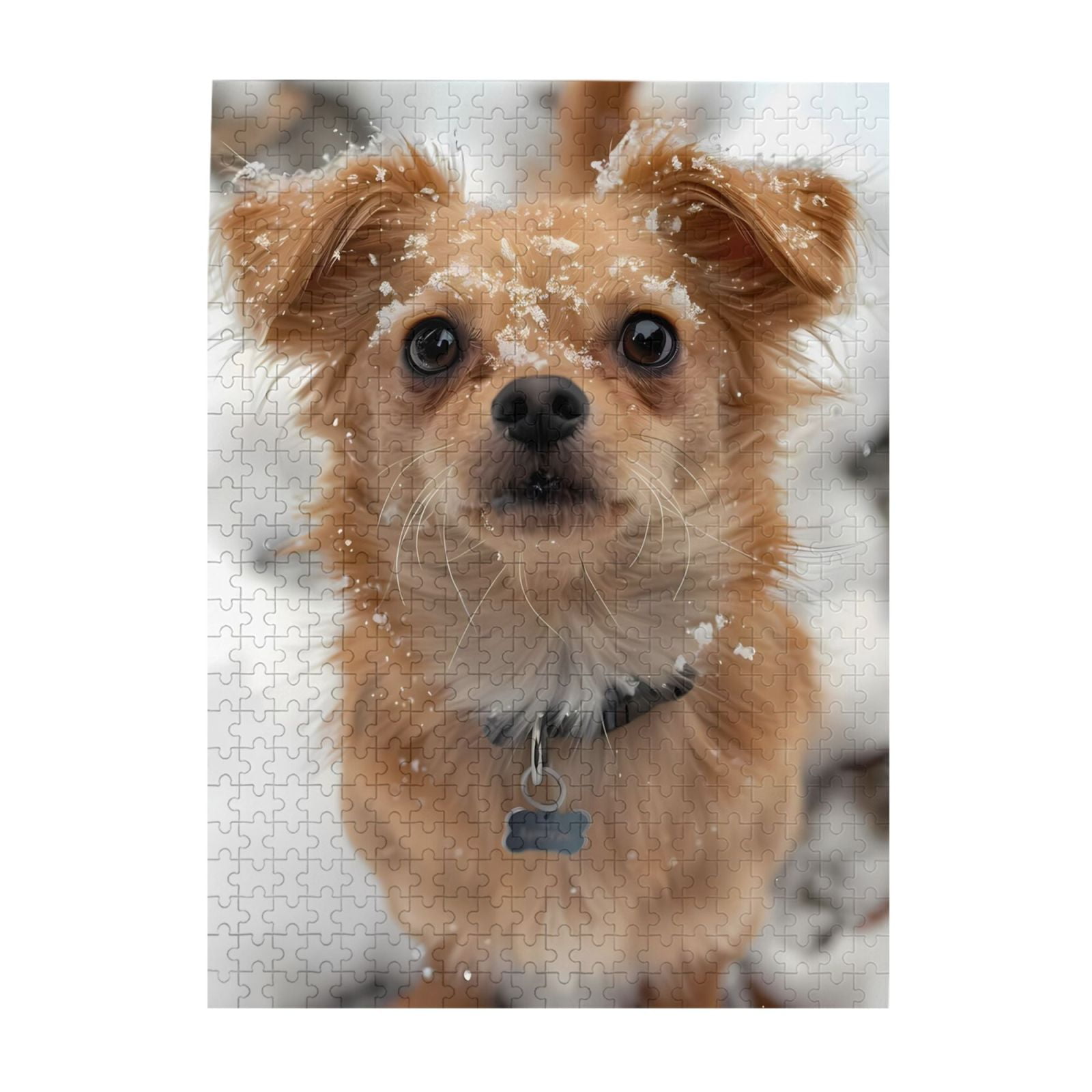 1000-Piece Wooden Jigsaw Puzzle for Adults - Puppy Snowflakes Winter ...