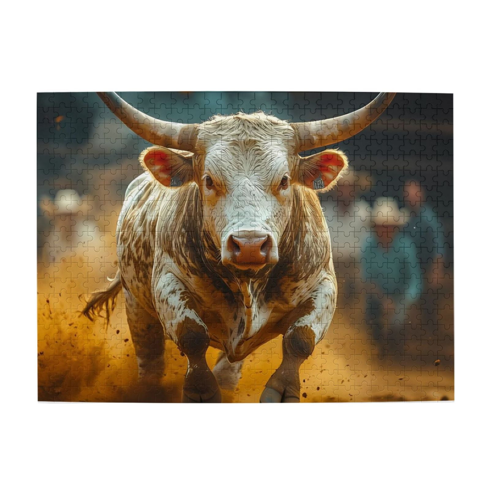 1000-Piece Wooden Jigsaw Puzzle for Adults - Running Bull Rodeo Arena ...