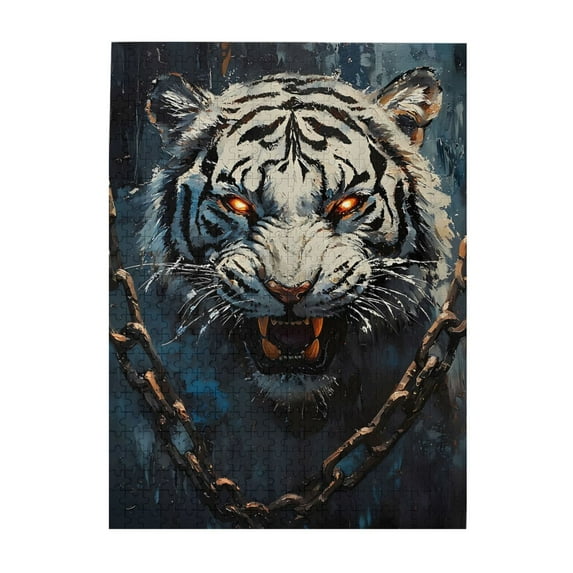 1000-Piece Wooden Jigsaw Puzzle for Adults - White Tiger Glow Eyes ...