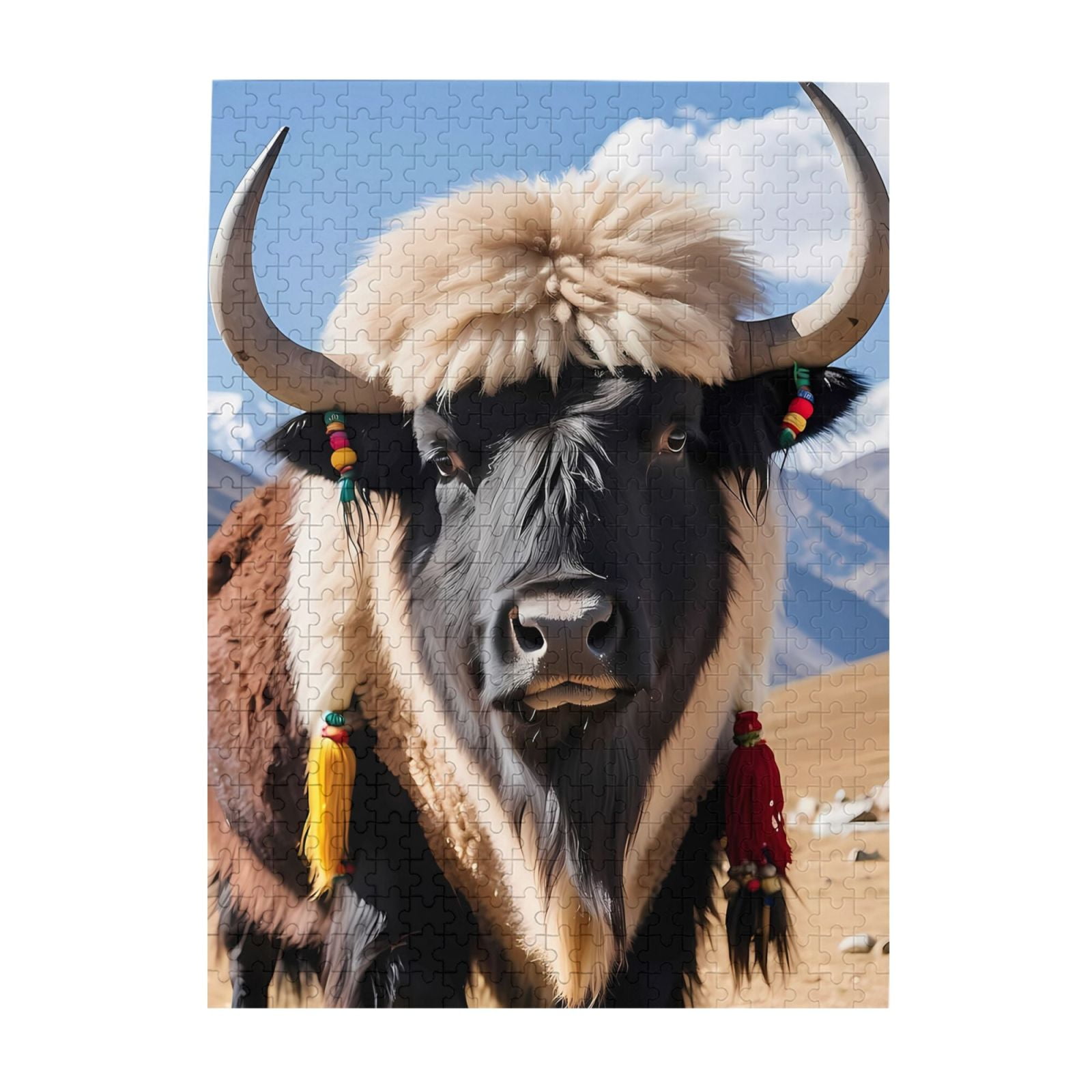 1000-Piece Wooden Jigsaw Puzzle for Adults - Yak Animal Horns Mountains ...