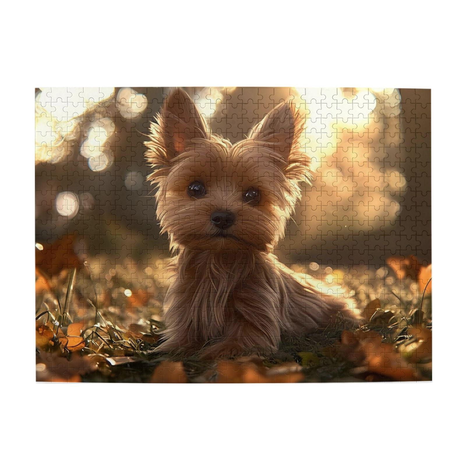 1000-Piece Wooden Jigsaw Puzzle for Adults - Yorkie Autumn Sunlight ...