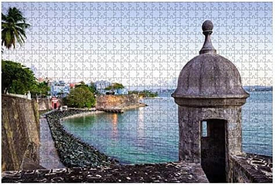 1000 Piece Wooden Puzzle for Adults Turret Along Old san Juan Wall in Puerto rico Old Town ...