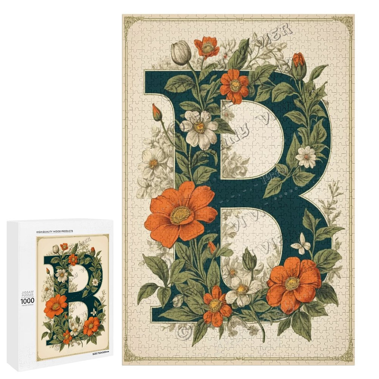 1000 Piece Wooden Puzzle – Flower Letter B Puzzle for Adults ...