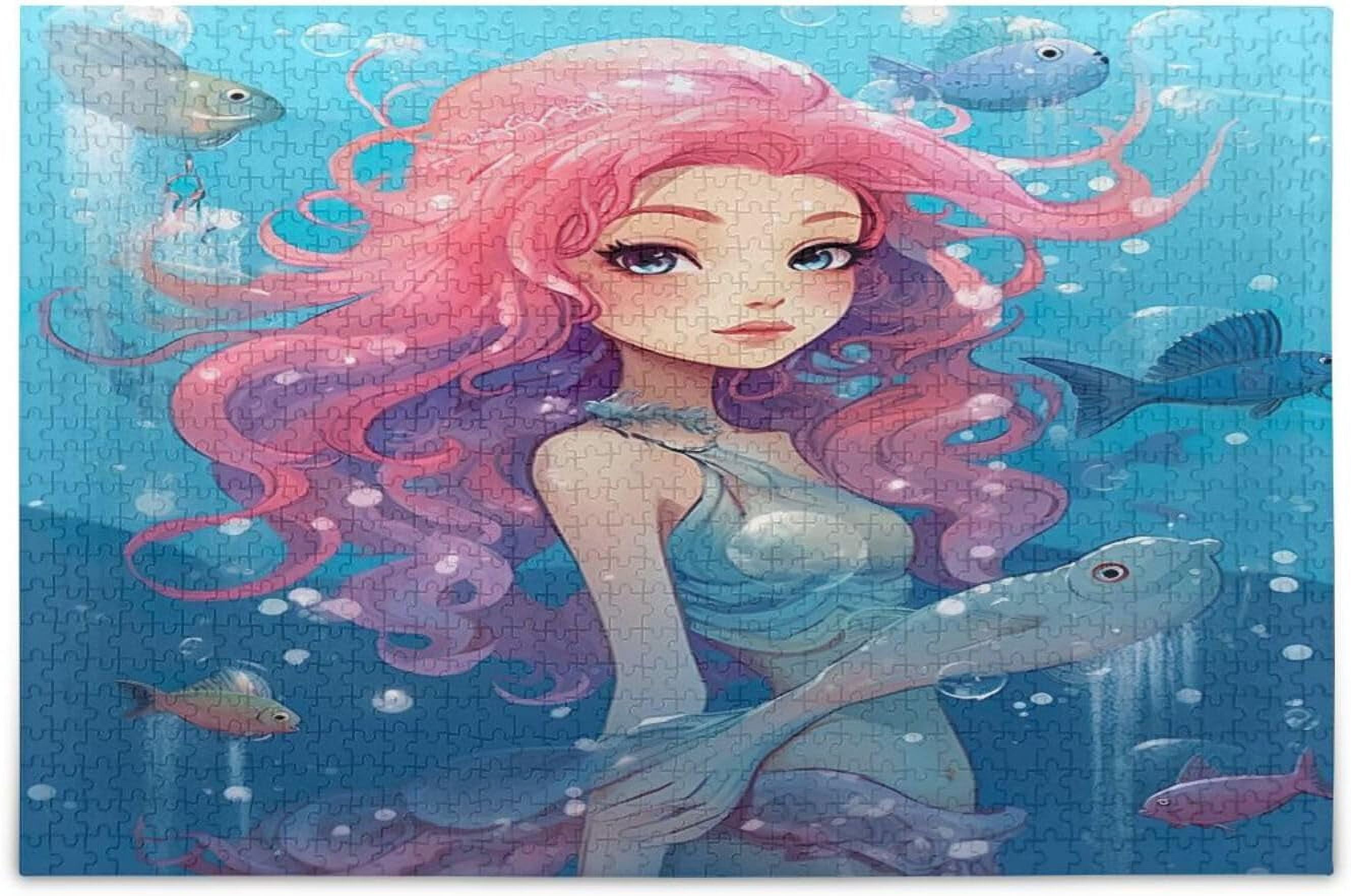 1000 Pieces Beautiful Mermaid Girl Jigsaw Puzzle for Adults Teens Kids ...