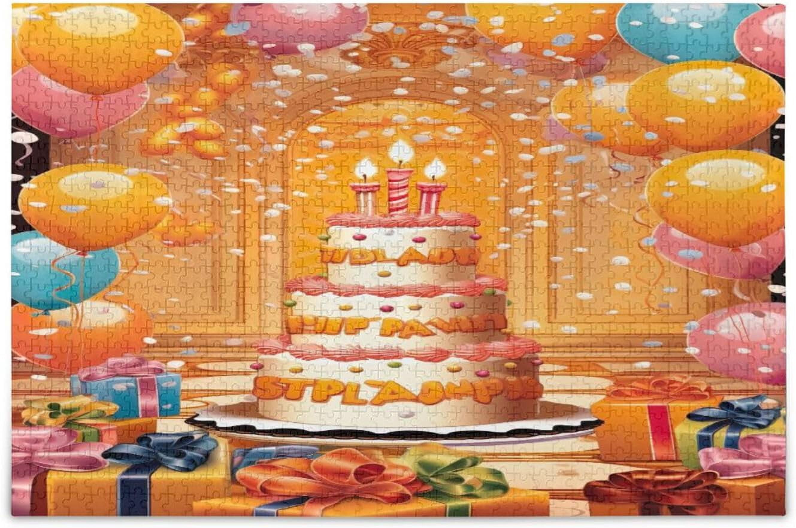 1000 Pieces Birthday Cake Balloons Jigsaw Puzzle for Adults Teens Kids ...