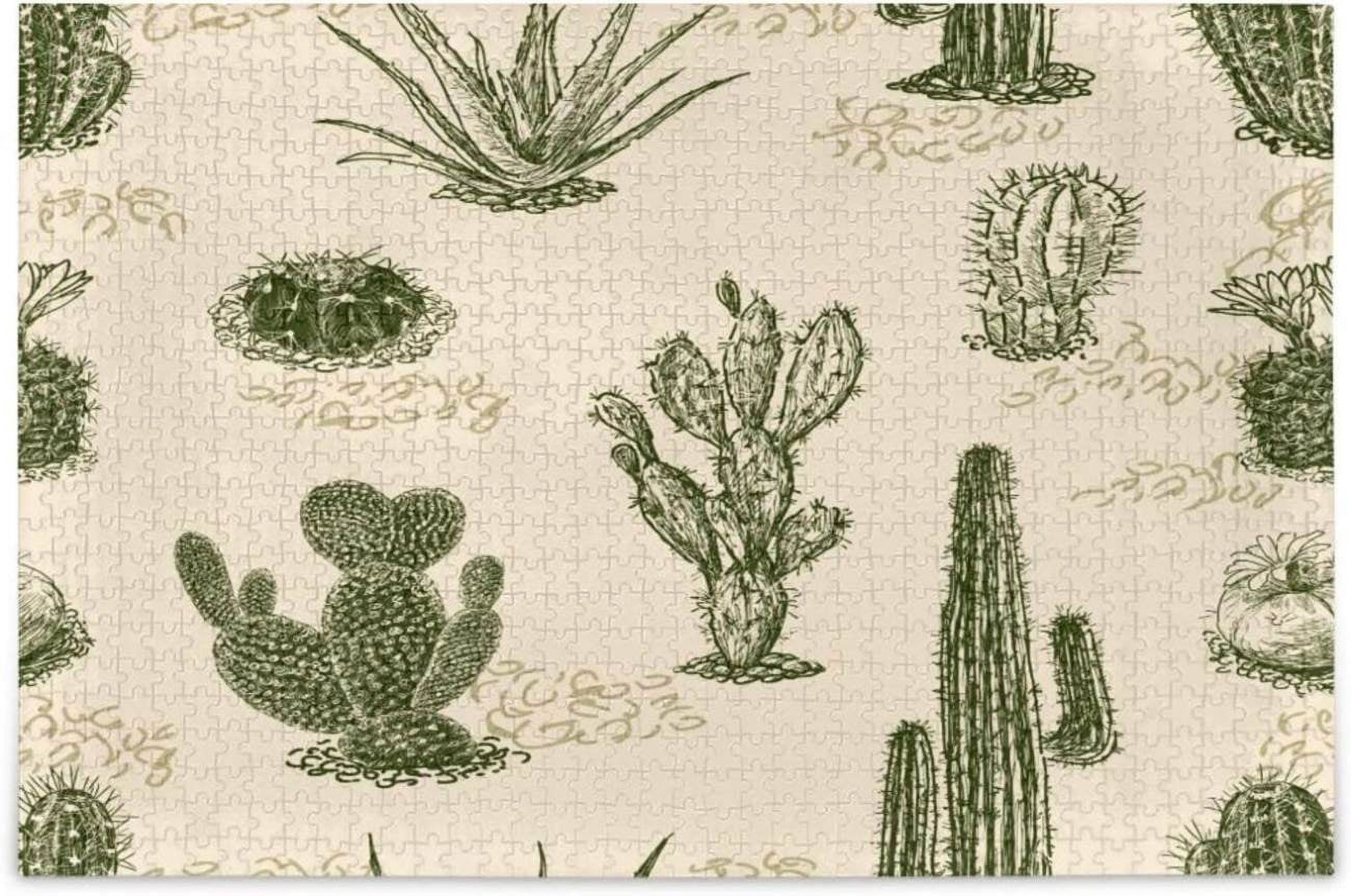 1000 Pieces Cactus Wooden Jigsaw Puzzles, 29.5" x 19.7" Intellectual ...