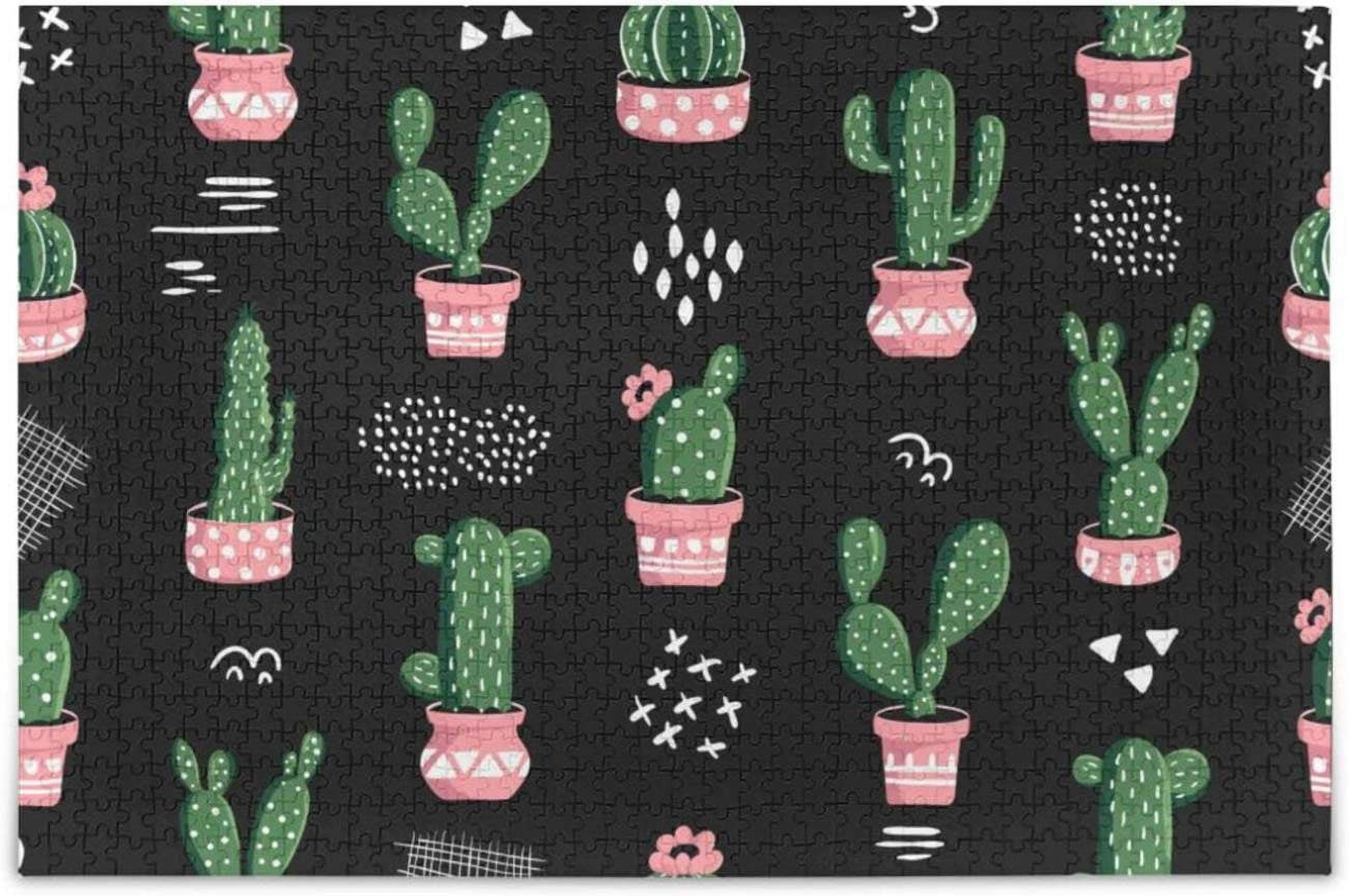 1000 Pieces Cute Cactus Wooden Jigsaw Puzzles, 29.5" x 19.7 ...