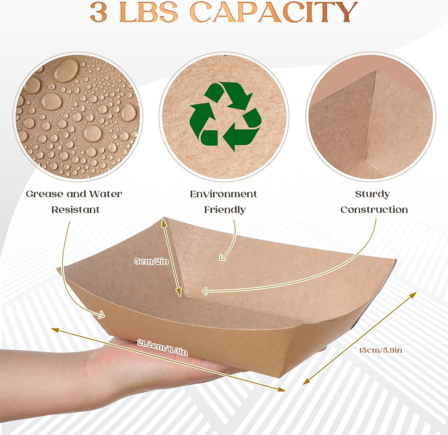 1000 Pieces Disposable Brown Paper Food Tray Grease Proof Deli Liner ...