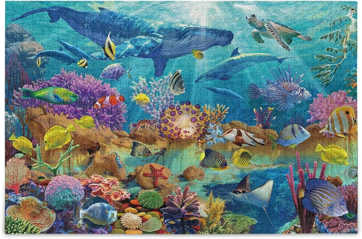 1000 Pieces Jigsaw Puzzle Sea World Wooden Puzzle for Adults, Fun ...
