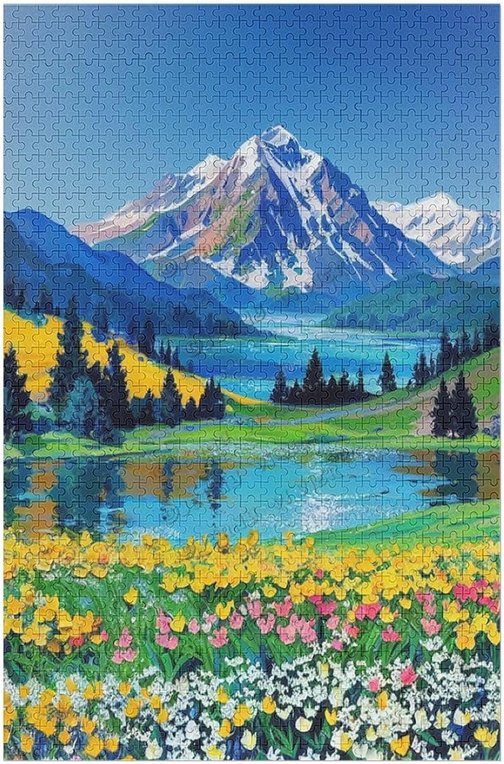 1000 Pieces Jigsaw Puzzles for Adults Landscape Hill Lake Oil Painting ...