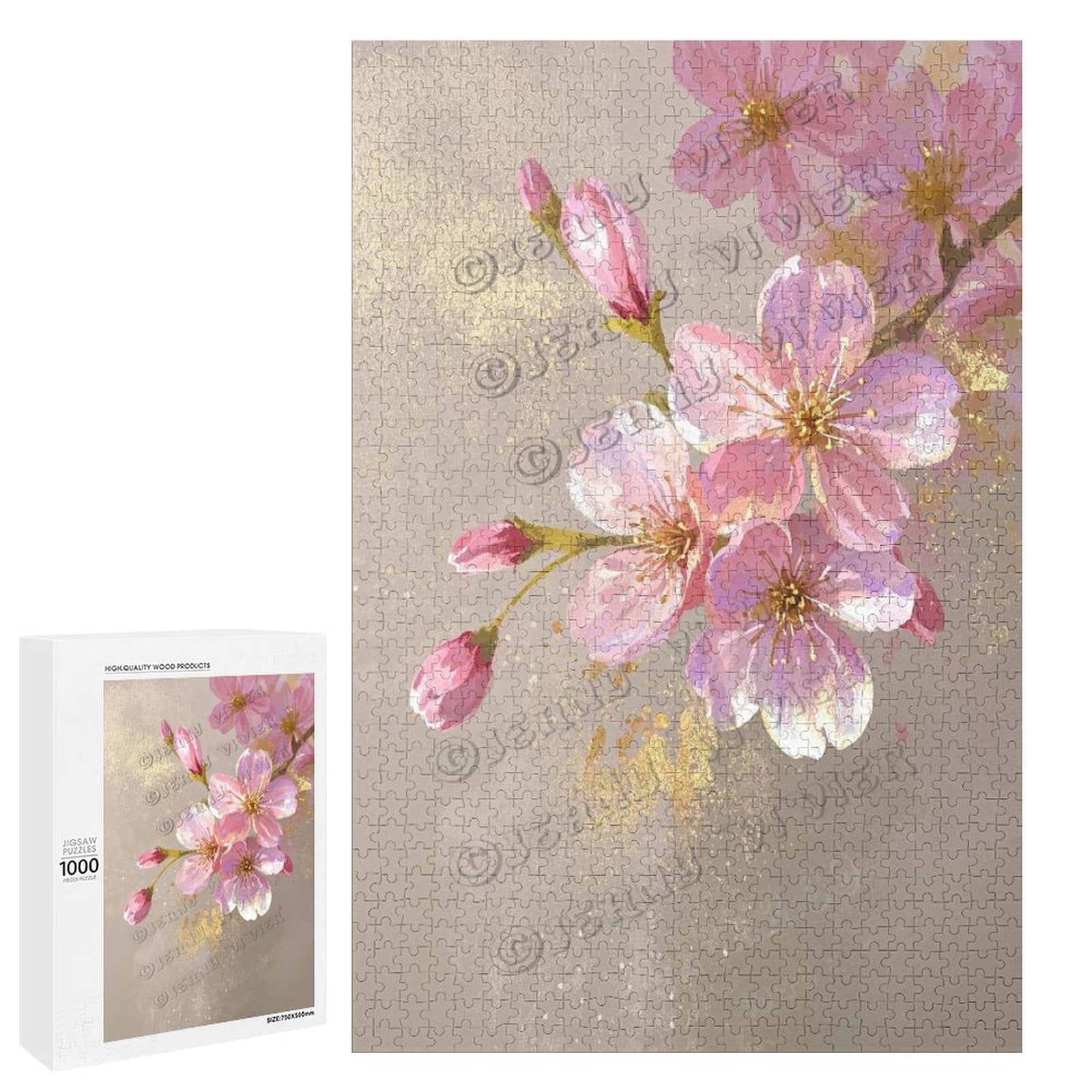 1000 Pieces Jigsaw Puzzles Cherry Blossom for Adults Family Happy Wood ...
