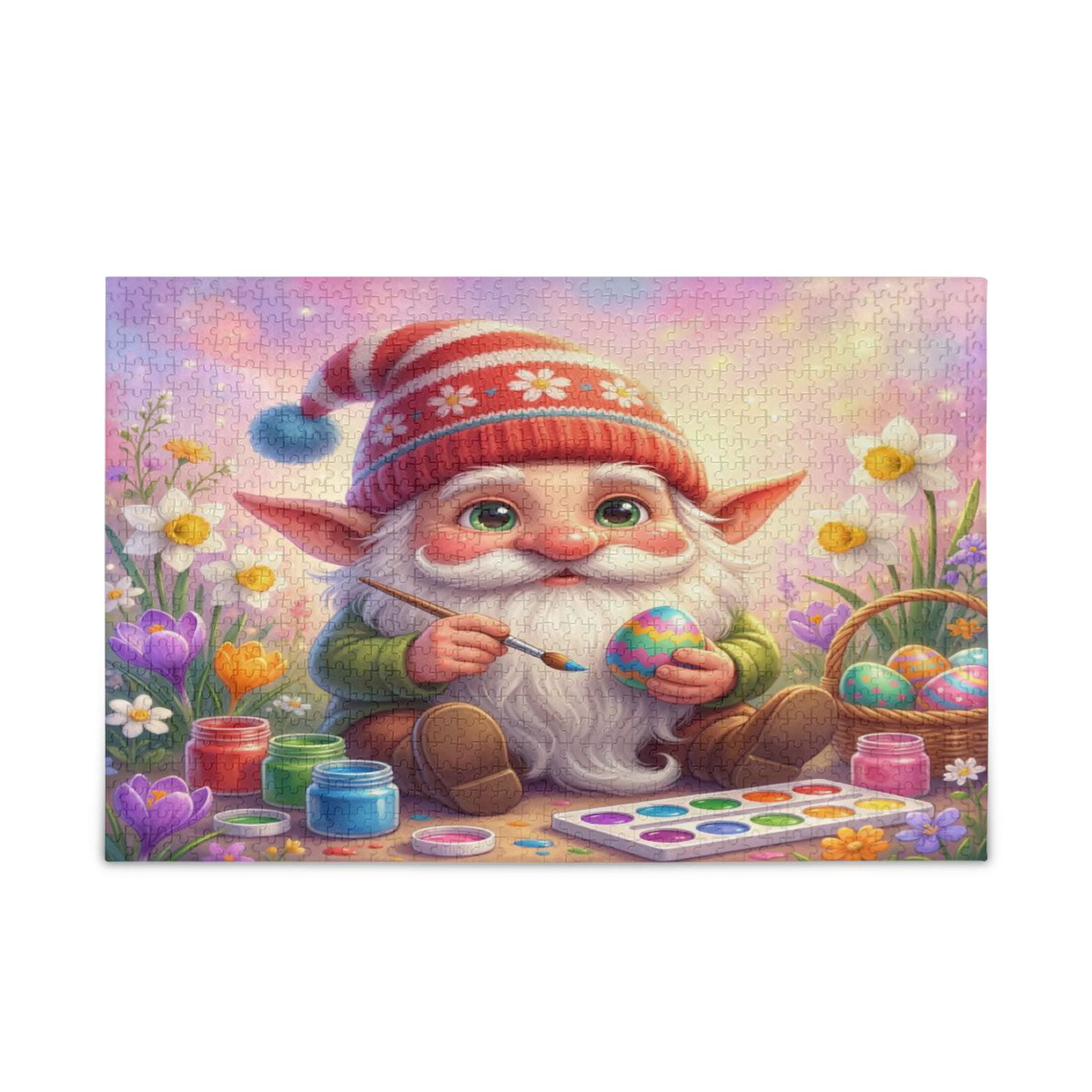 1000 Pieces Jigsaw Puzzles Storage Bag & Guide Gnome Painting Easter ...