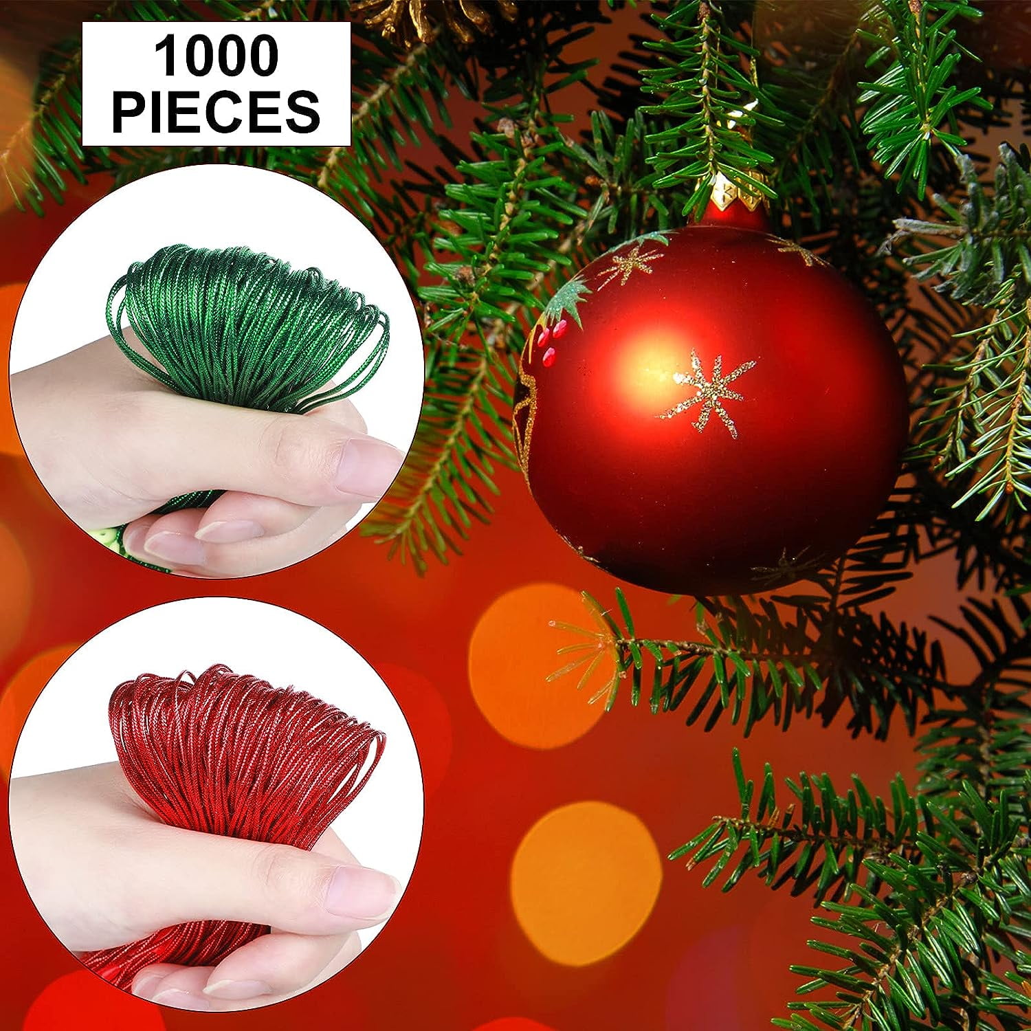 1000 Pieces Ornament Precut Cord Hangers with Snap Fastener Polyester ...