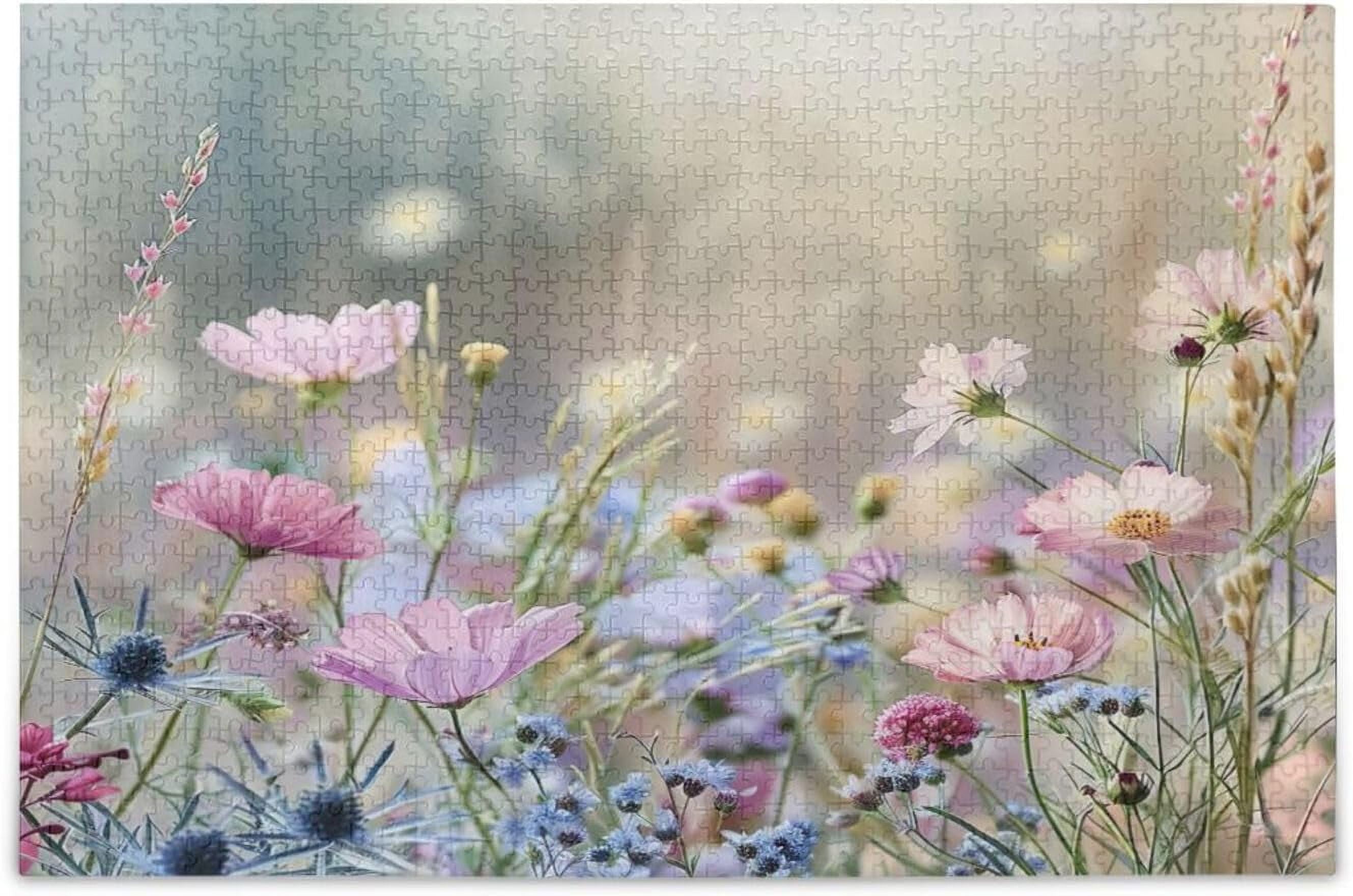 1000 Pieces Pastel Color Wildflowers Puzzles for Adults and KidsWooden ...