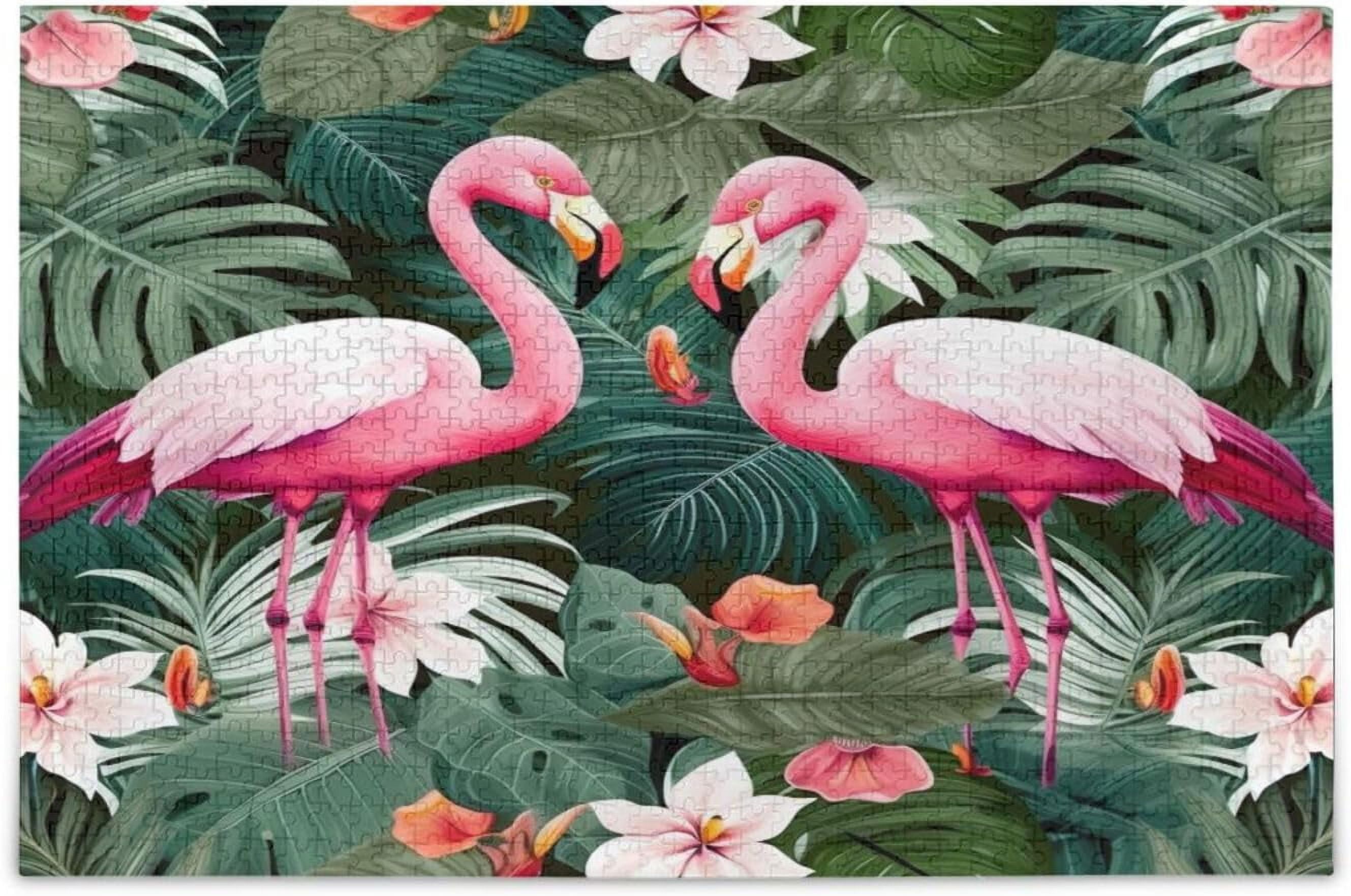 1000 Pieces Pink Flamingos Jigsaw Puzzle for Adults Teens Kids, Fun ...